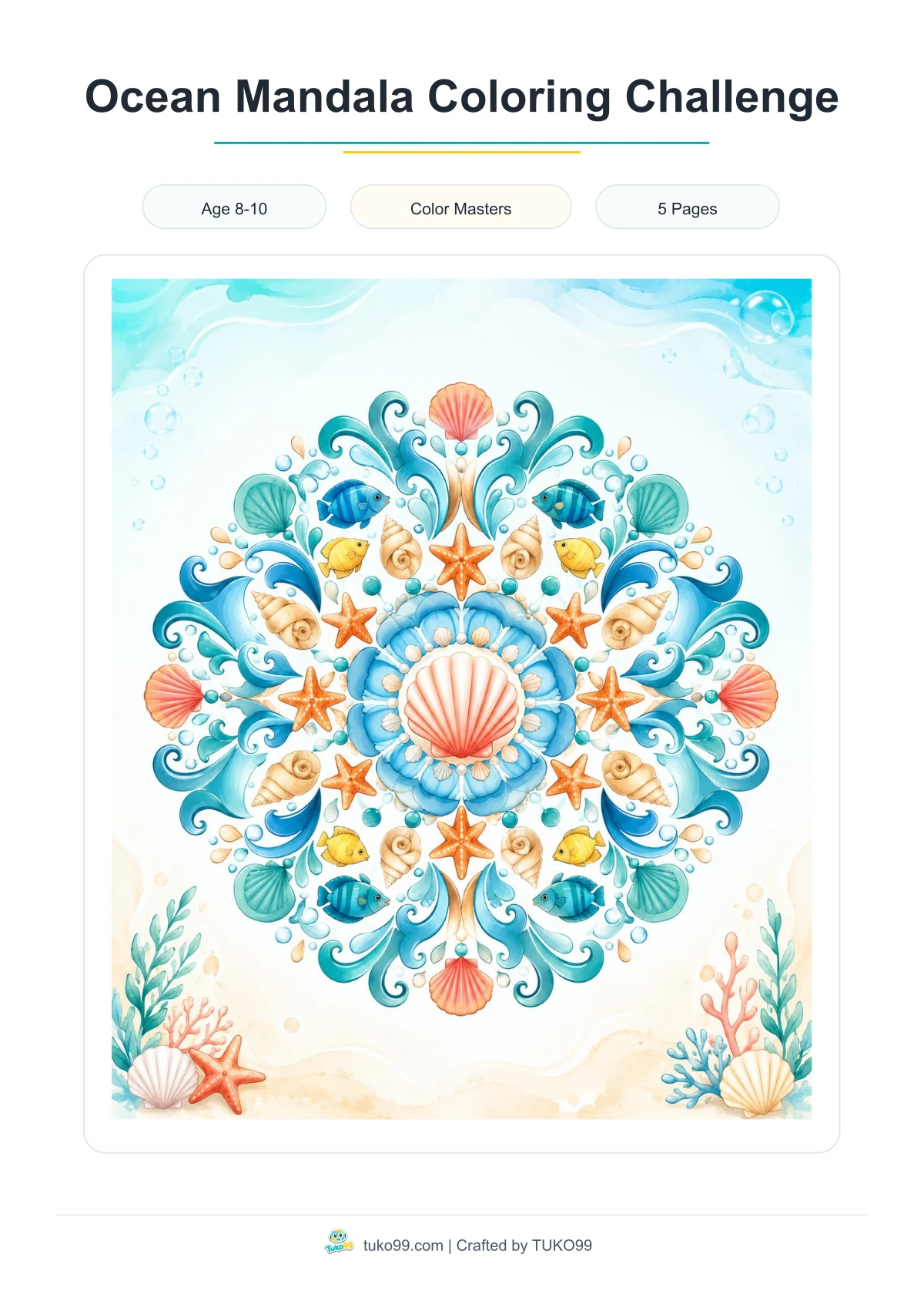 Ocean Mandala Coloring Challenge - TUKO99 – Kids Learning